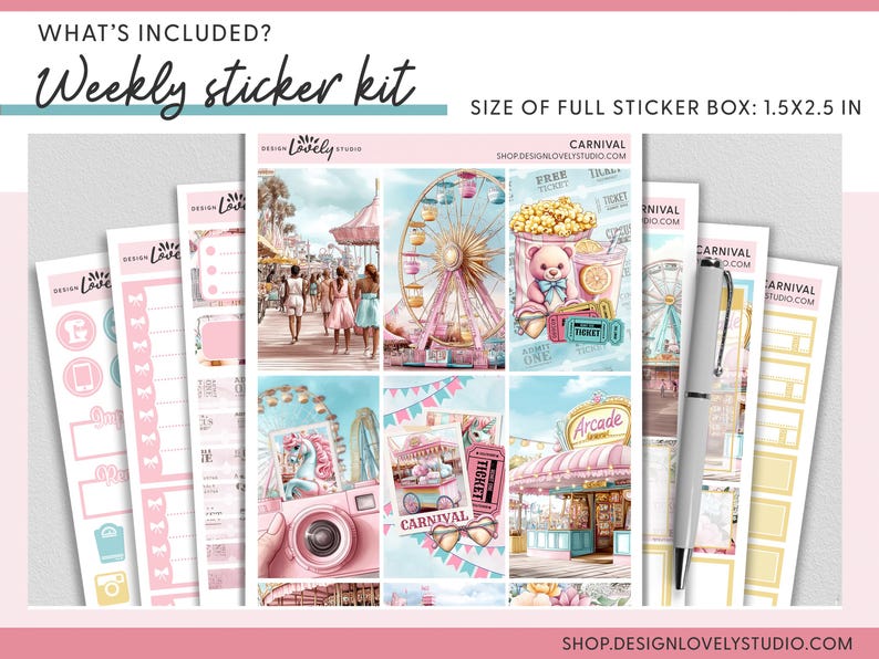 Carnival Printable Planner Stickers Bundle, Monthly, Weekly, and ...