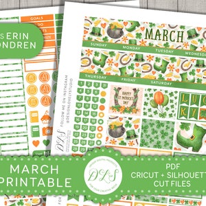 March Monthly Kit, Printable March Planner Stickers, Fits Erin Condren ...