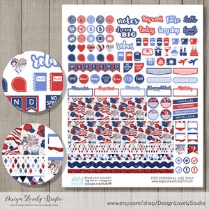 4th of July Weekly Sticker Kit, Printable Planner Stickers Kit, July ...