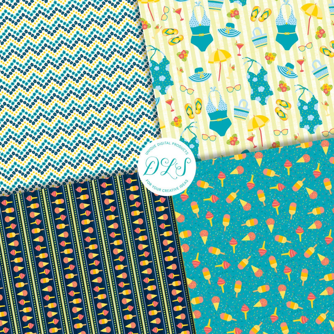 Summer Digital Paper Pack : "summer Party" Summer Scrapbook Paper ...