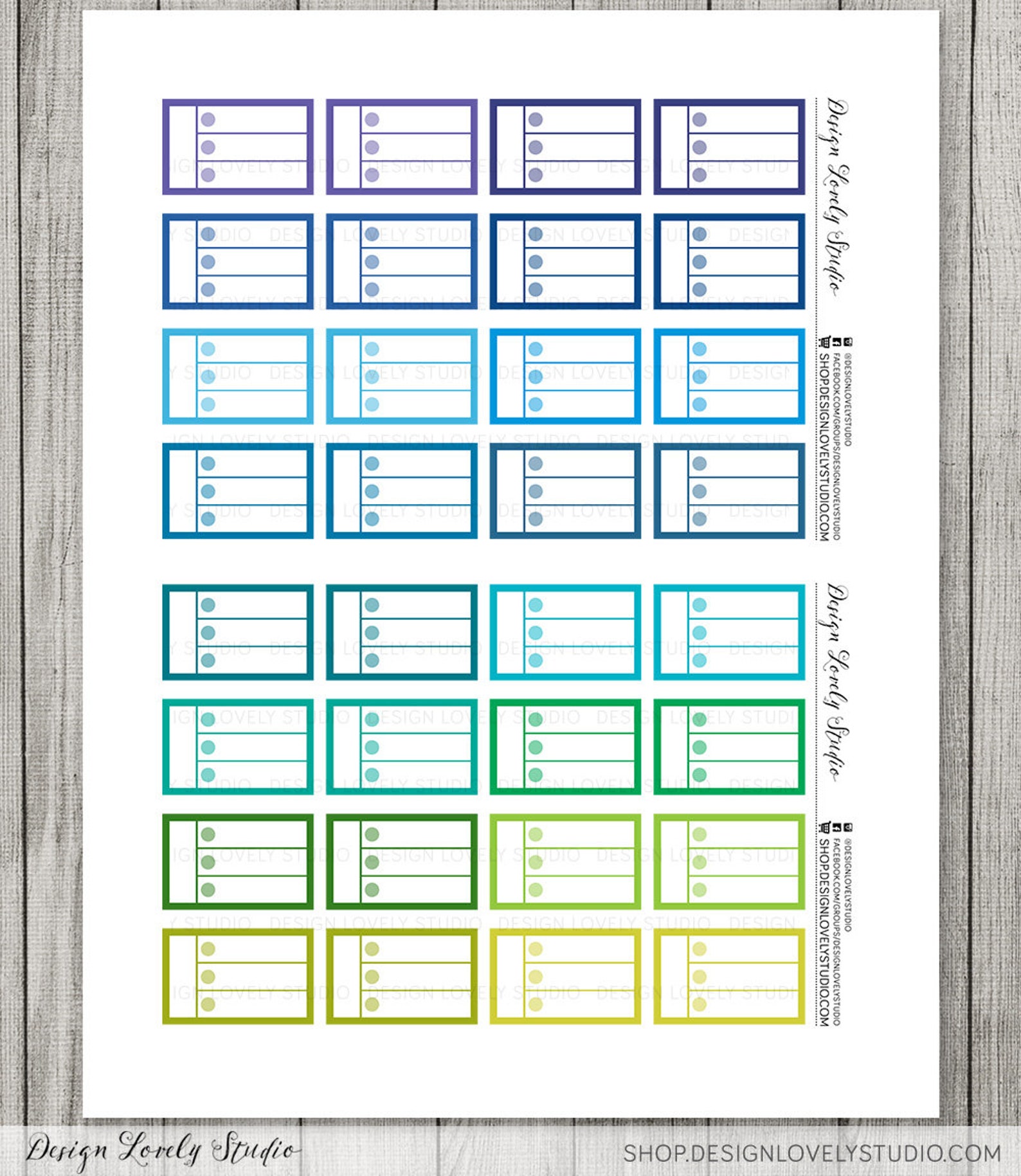 Printable Checklist Stickers Half Box Checklist Planner | Etsy