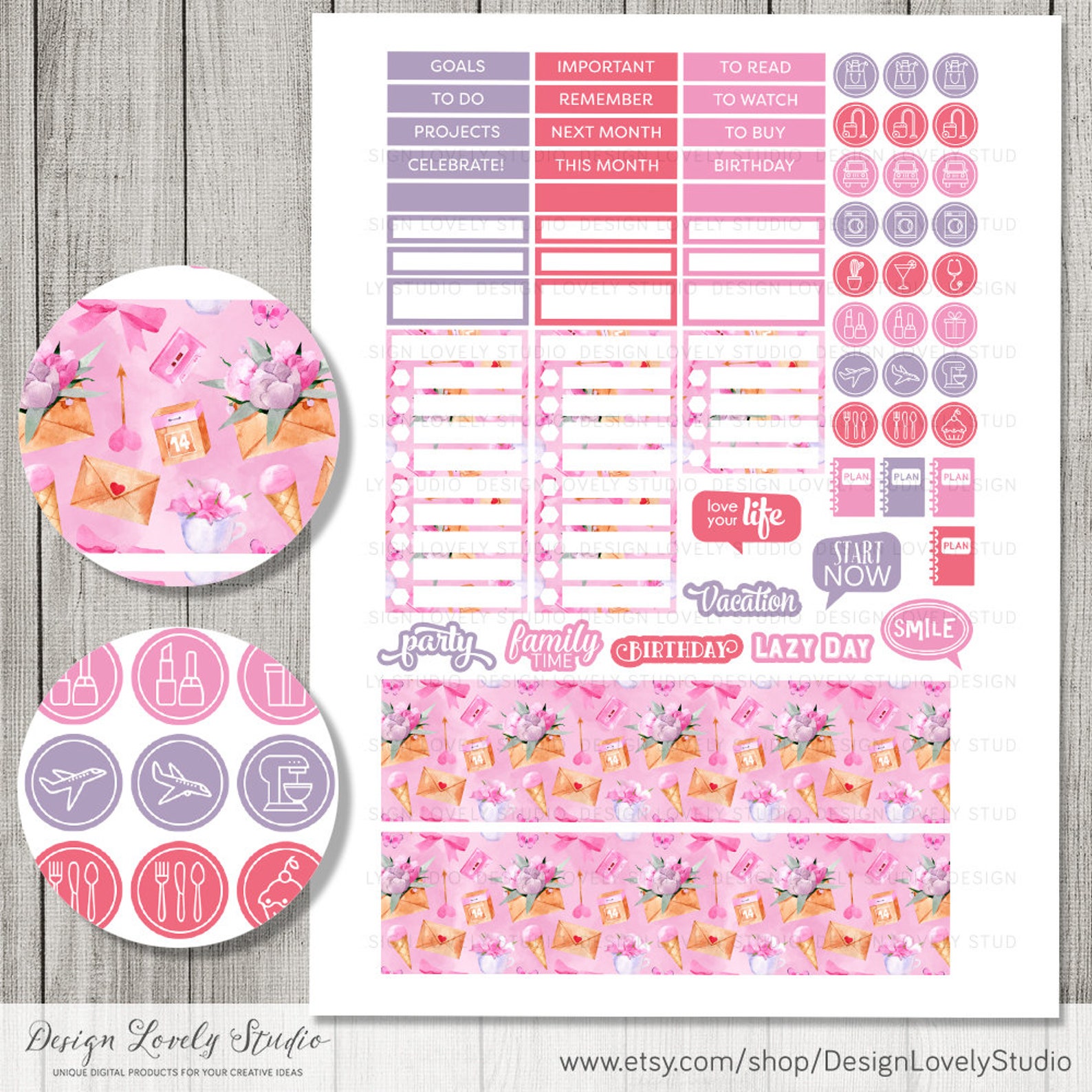 Printable FEBRUARY Planner Stickers Kit, Happy Planner FEBRUARY Monthly ...