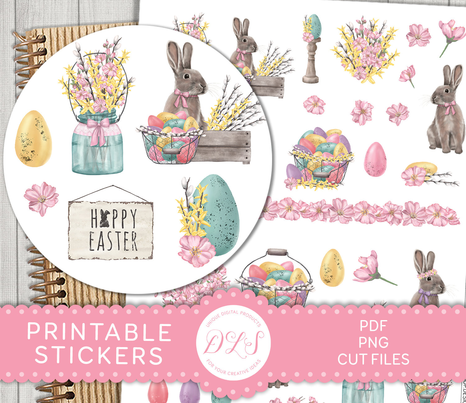 Printable EASTER Planner Stickers Bunny Planner Stickers | Etsy