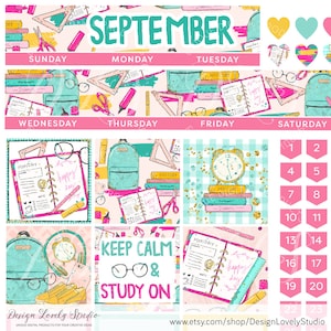 PRINTABLE Back to School Planner Stickers, Happy Planner September ...