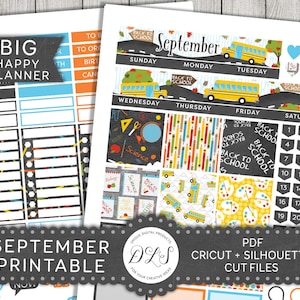 Big Happy Planner September Stickers Kit, Back to School Monthly Kit ...