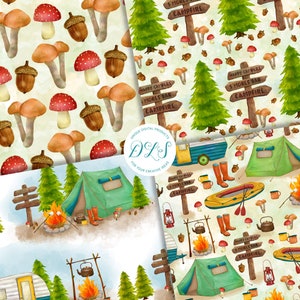 Camping Digital Paper Pack, Camping Digital Background, Camping Digital ...