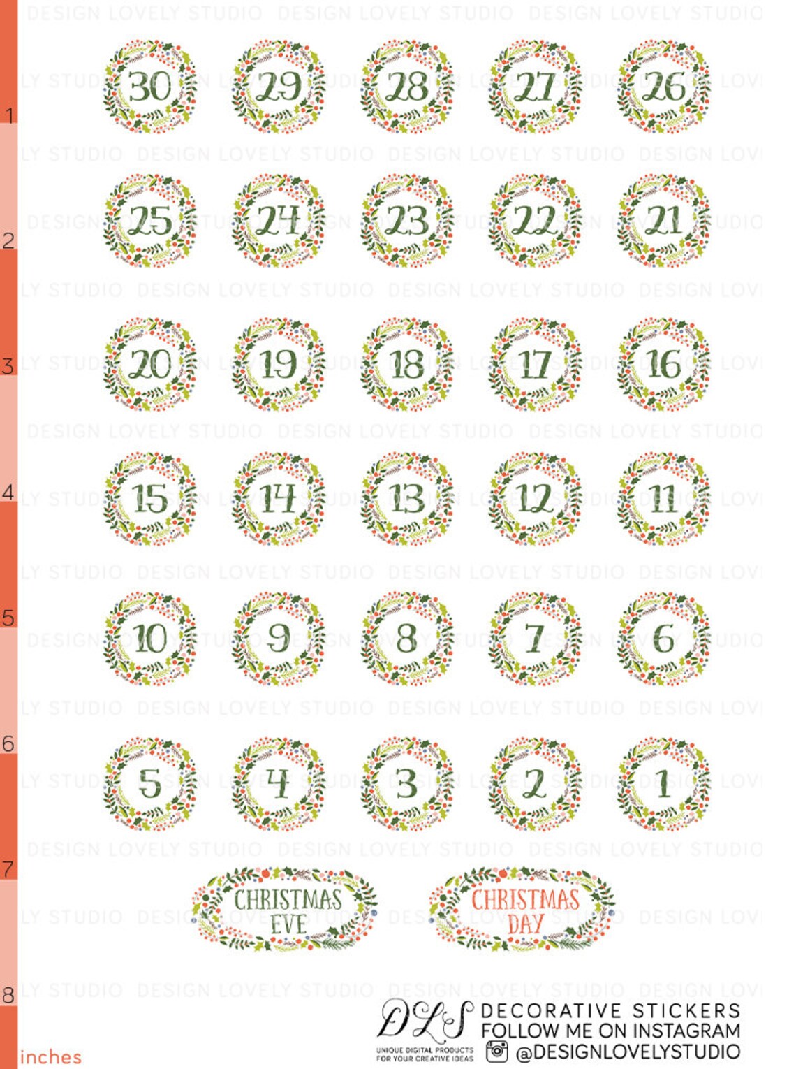 Christmas Countdown Stickers Holiday Countdown Stickers | Etsy