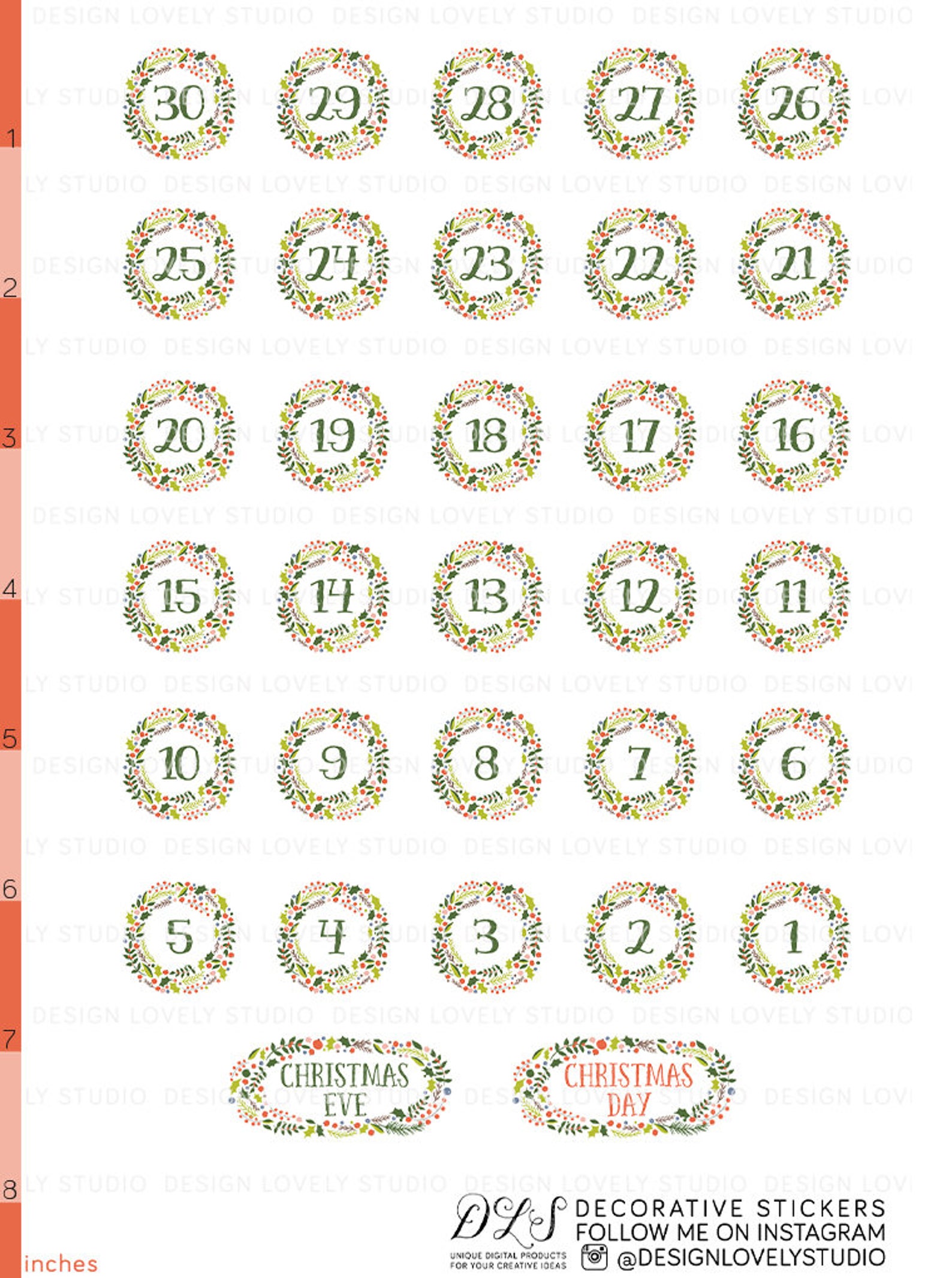 Christmas Countdown Stickers Holiday Countdown Stickers | Etsy