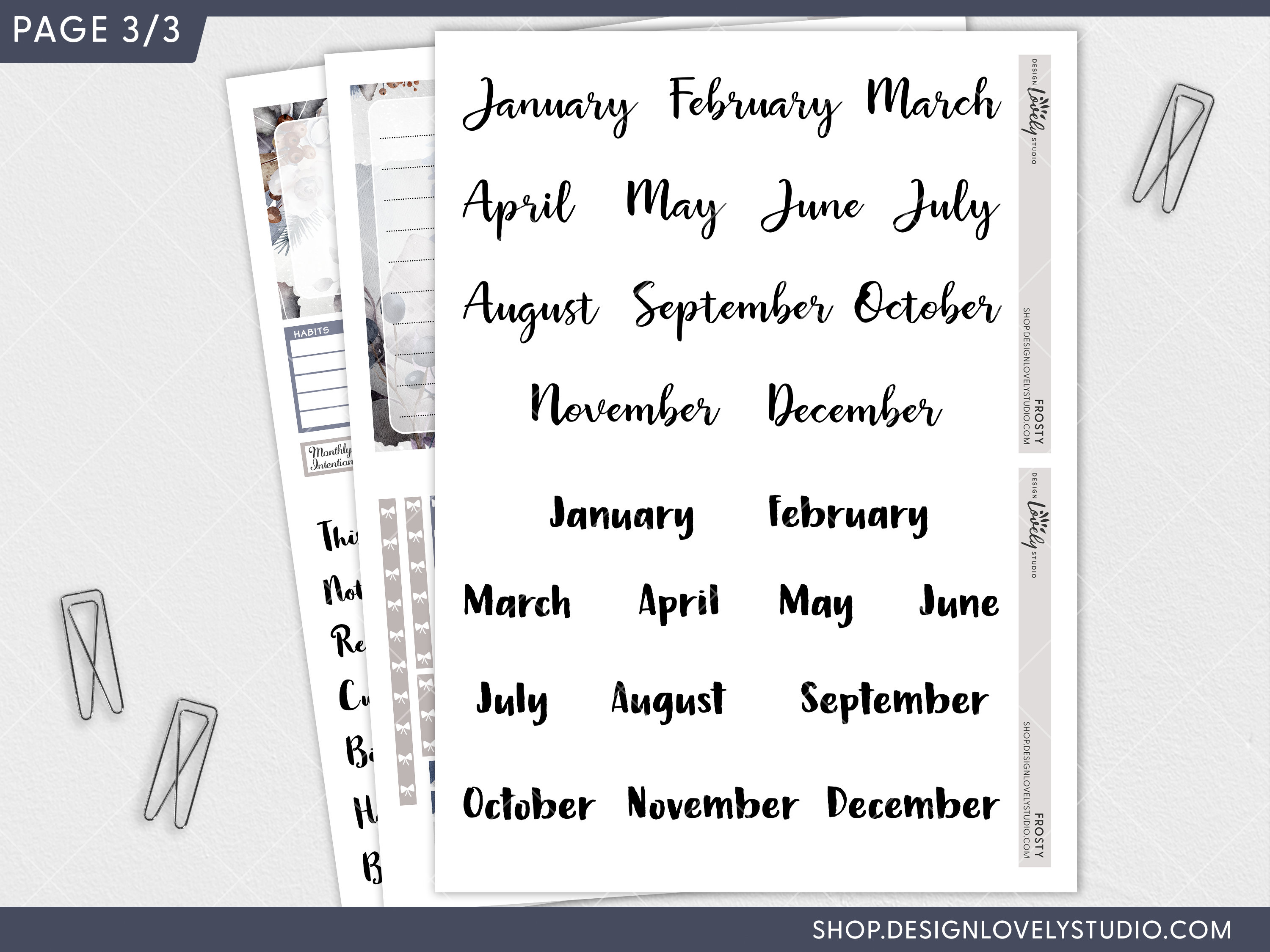 January Notes Page Kit Printable Planner Stickers Monthly - Etsy
