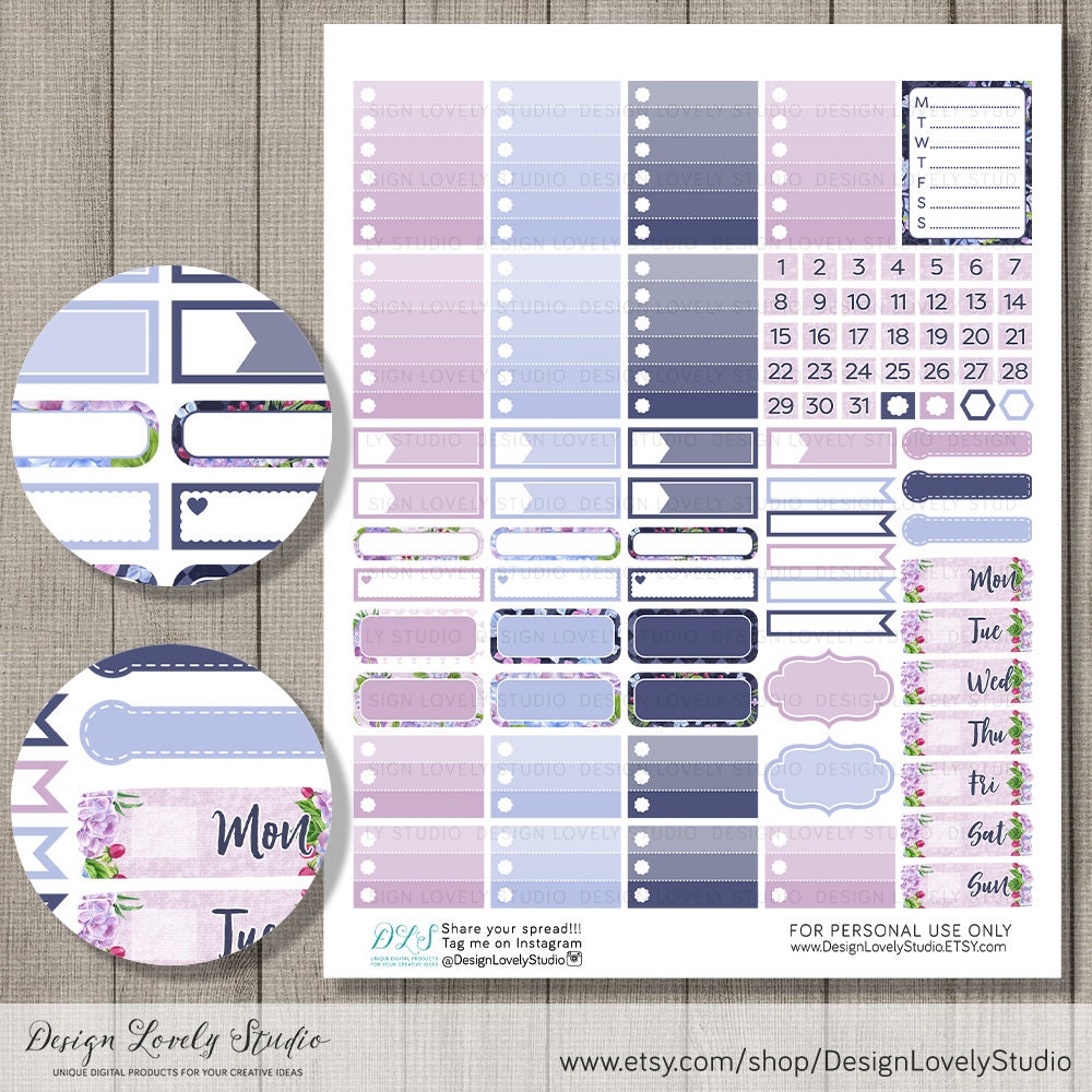 Printable Floral Planner Stickers ECLP Vertical Stickers - Etsy
