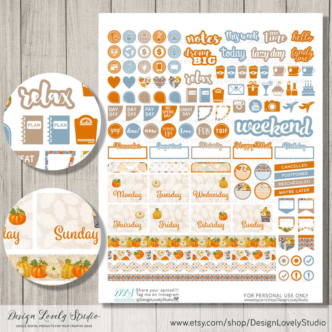 Happy Planner Halloween Stickers Happy Planner Fall Weekly - Etsy