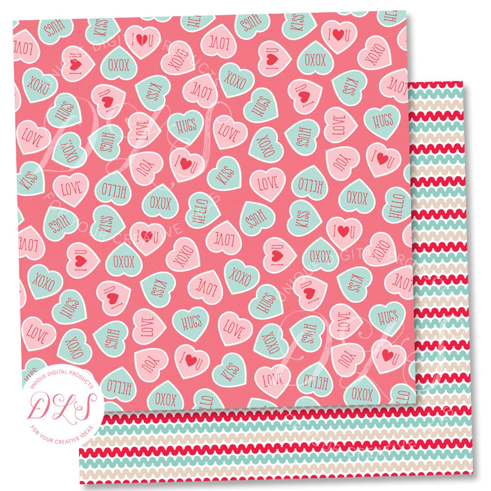 Valentine's Day Digital Paper Pack Valentine's Day | Etsy