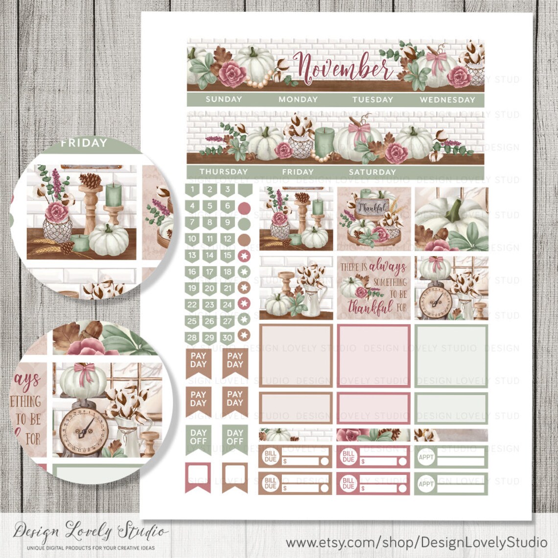 Printable November Monthly Kit November Planner Stickers Kit - Etsy