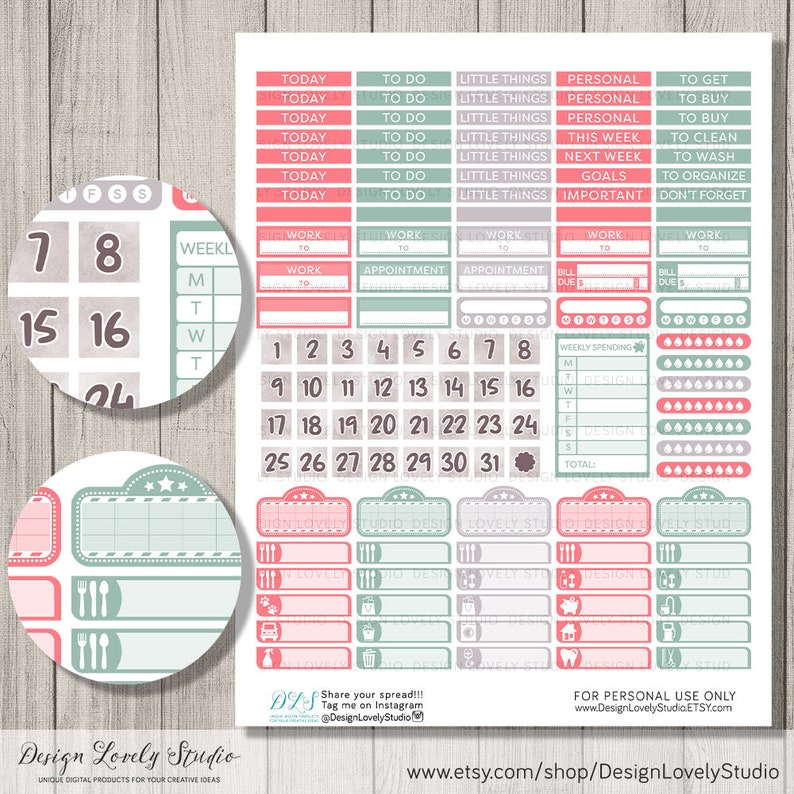 PRINTABLE Happy Planner Stickers Weekly Stickers Kit Floral - Etsy