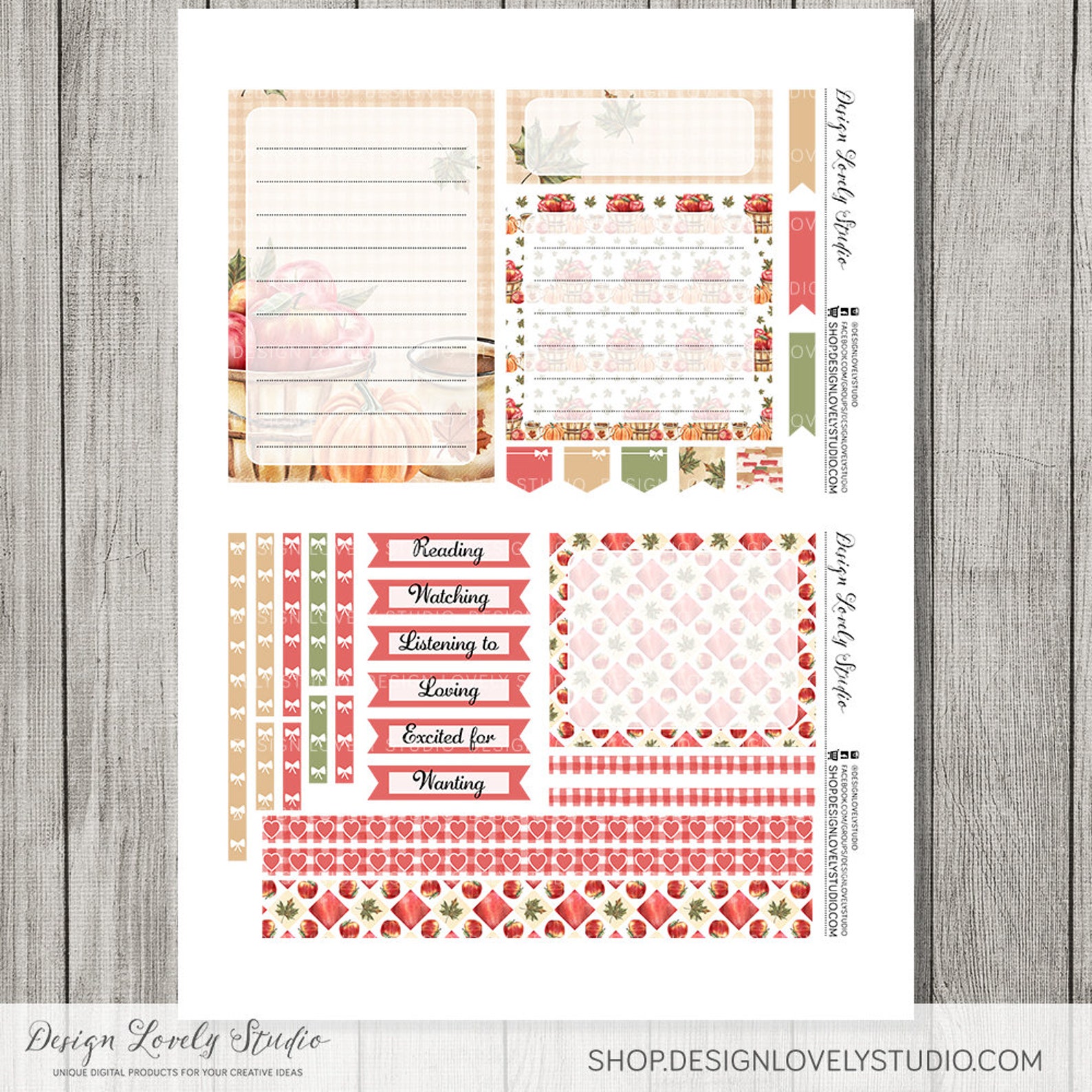 Printable Erin Condren Notes Page Stickers Fall Planner | Etsy