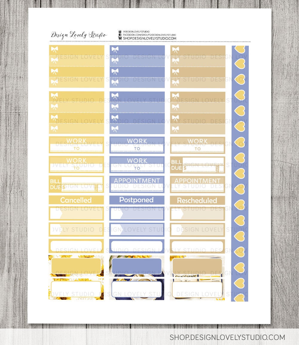 PRINTABLE Big Happy Planner Stickers, Sunflowers Planner Stickers ...