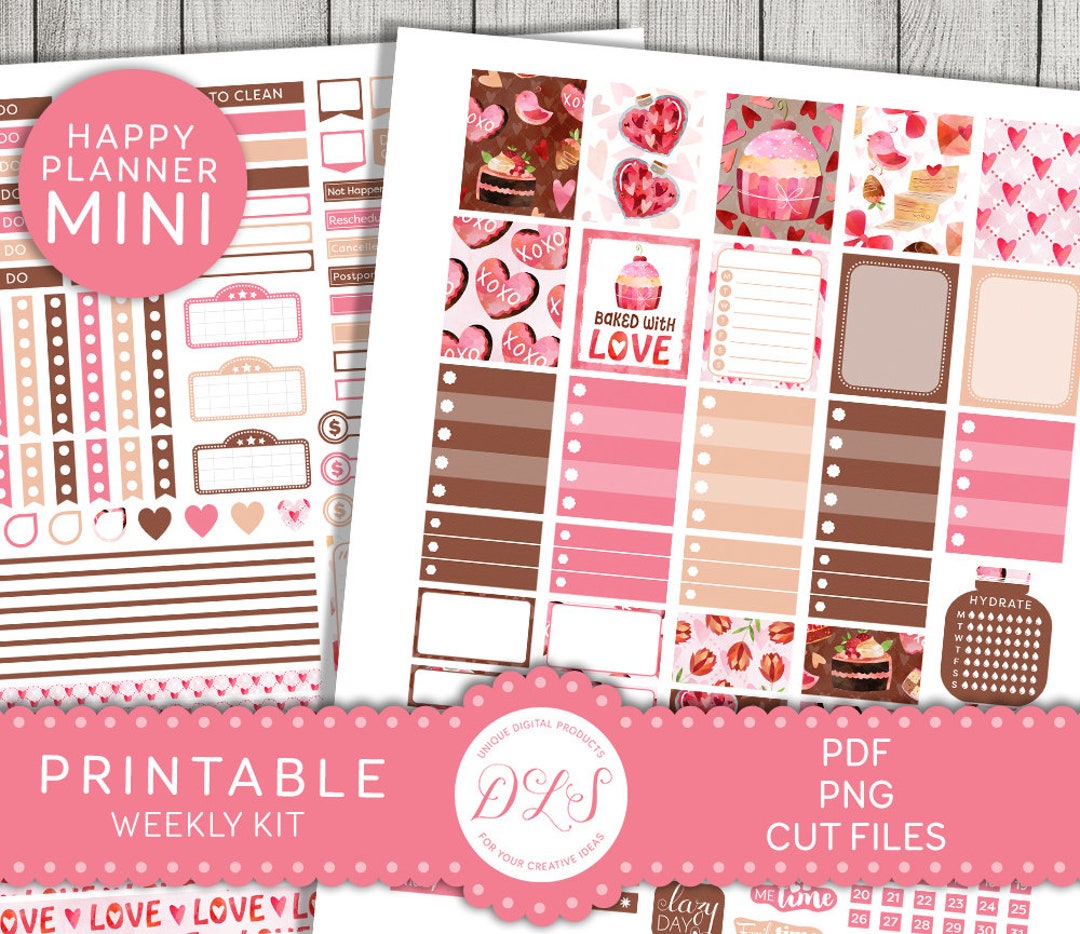 Printable VALENTINE'S DAY Planner Stickers, February Weekly Stickers ...