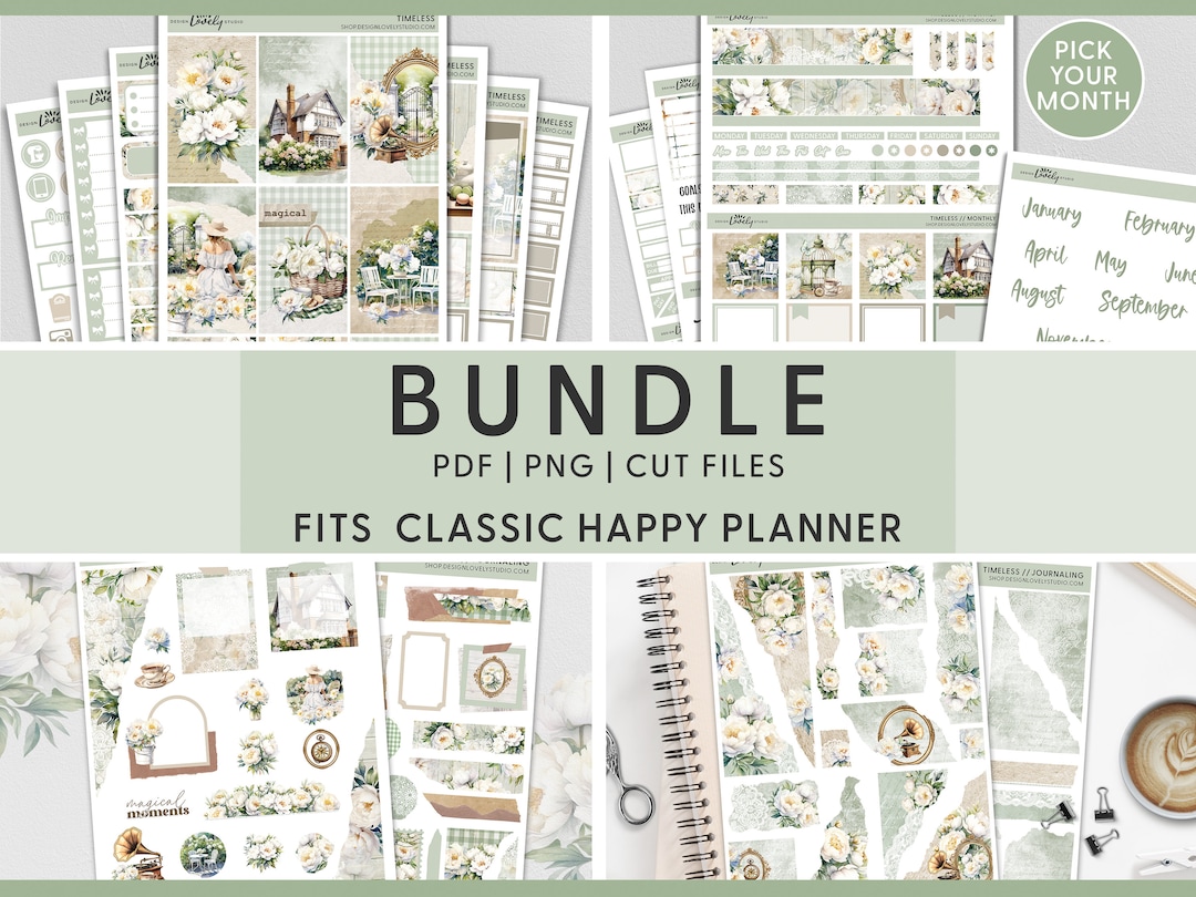 Printable Floral Planner Stickers Bundle for Happy Planner, Spring ...