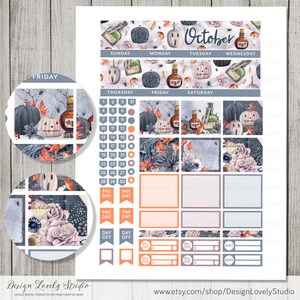 Printable October Monthly Kit, October Planner Stickers Kit, Halloween ...