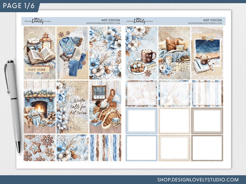 Hot Cocoa Printable Planner Stickers, Happy Planner Weekly Kit, January ...
