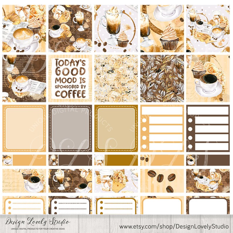 Printable COFFEE Planner Stickers Coffee Time Weekly Stickers | Etsy