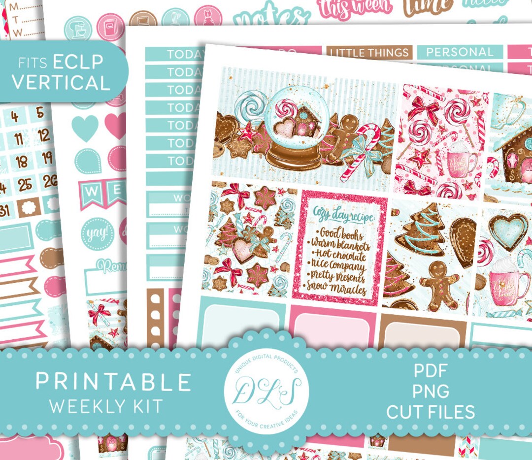 Printable CHRISTMAS Planner Stickers Kit, for Erin Condren Vertical ...
