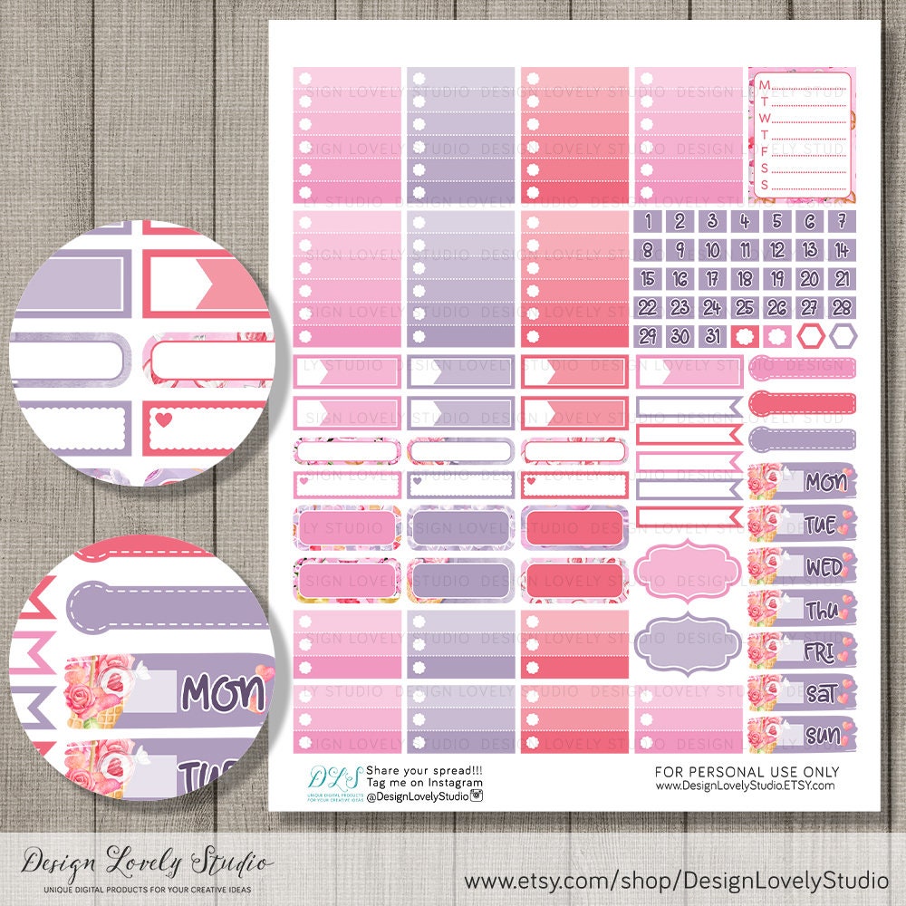 Printable VALENTINE'S DAY Planner Stickers Kit February | Etsy