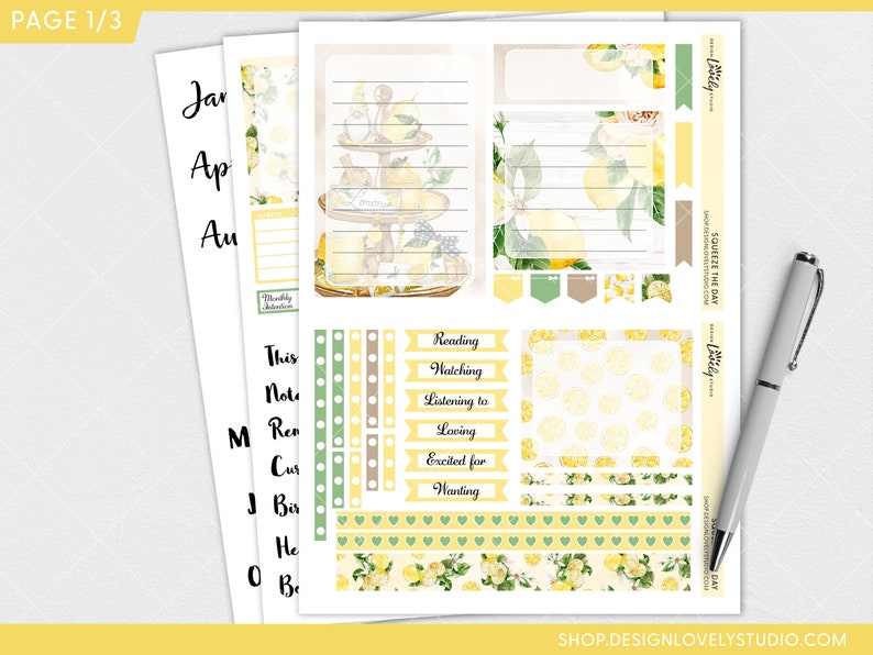 Notes Page Sticker Kit Printable Planner Stickers Monthly - Etsy