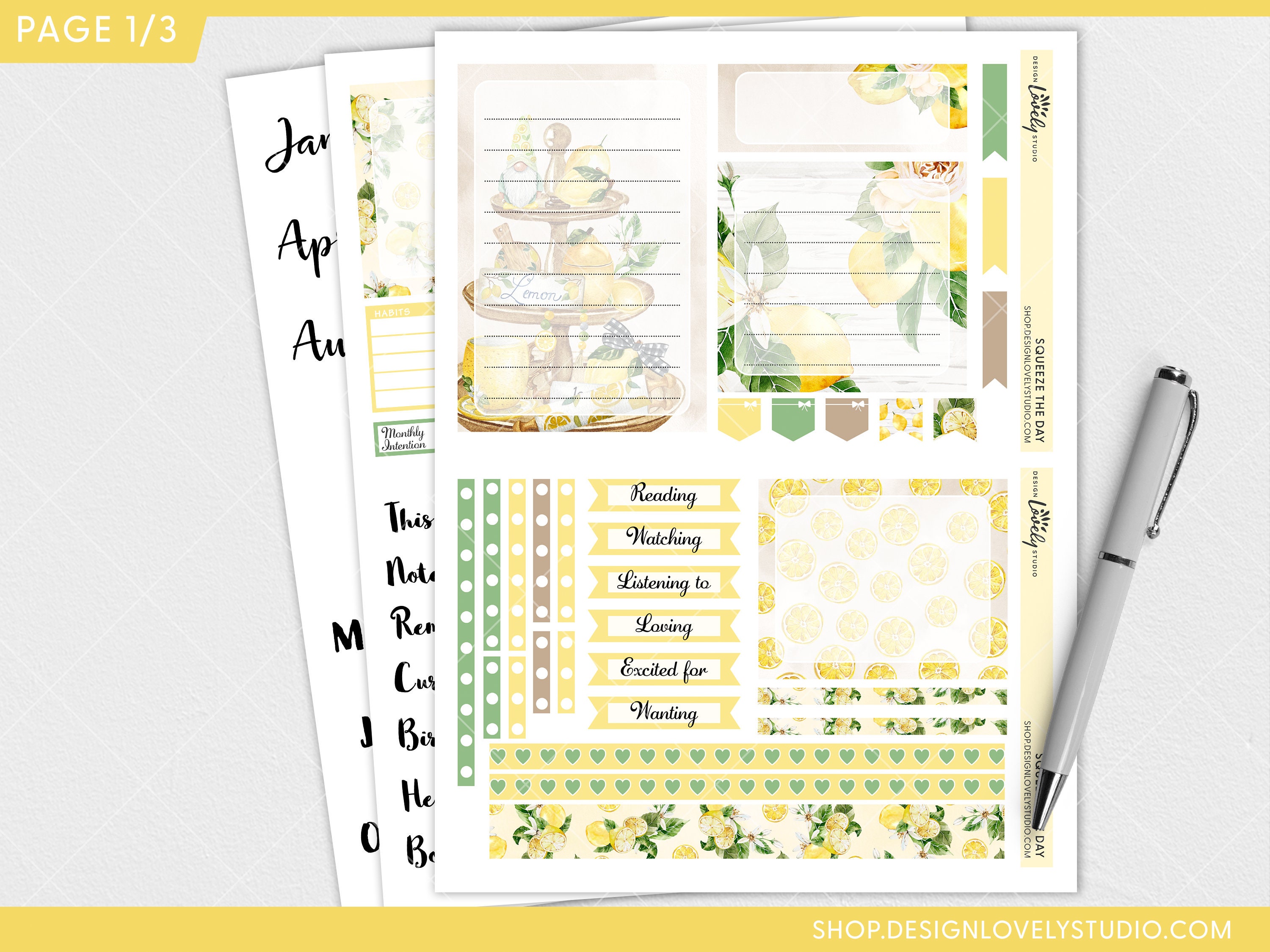 Notes Page Sticker Kit Printable Planner Stickers Monthly - Etsy