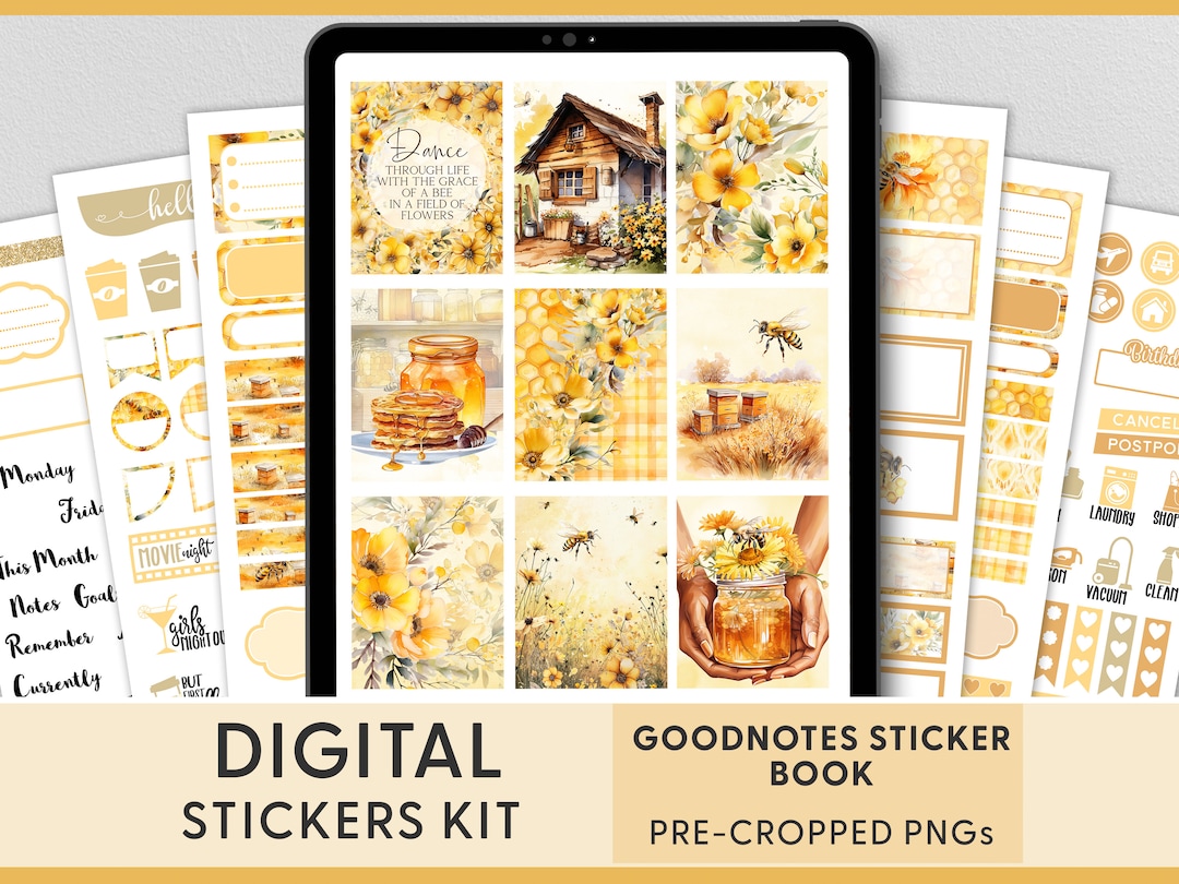 Honey Bee Digital Planner Stickers, Spring Goodnotes Planner Stickers ...
