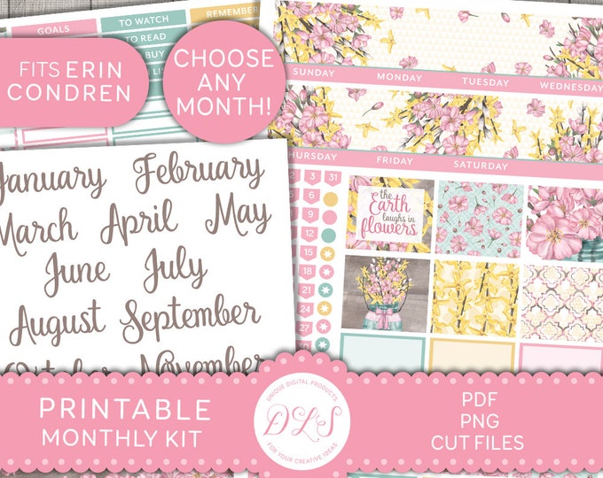 Monthly Planner Stickers Kit Spring Monthly Planner Stickers - Etsy