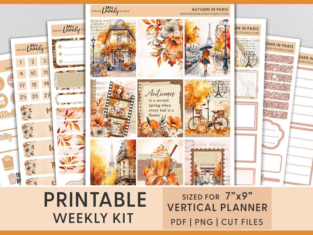 Printable Planner Stickers, Fall Planner Stickers, Weekly Sticker Kit ...