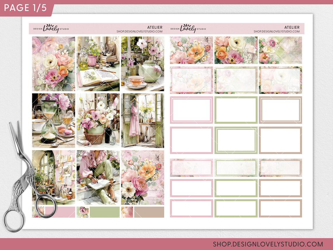 Spring Atelier Printable Planner Stickers, Weekly Planner Stickers Kit ...