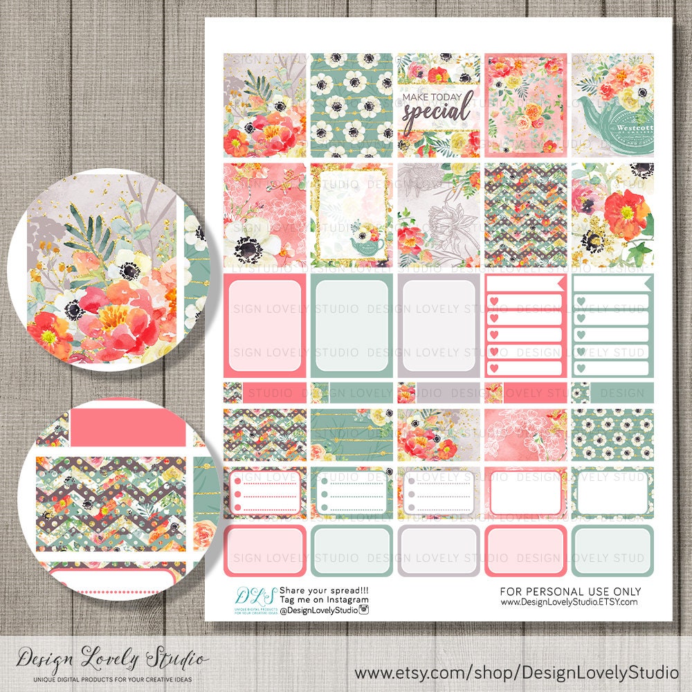 PRINTABLE Floral Planner Stickers Weekly Stickers Kit Poppy | Etsy