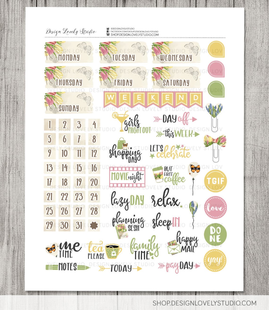 SPRING Planner Stickers Kit Printable Big Happy Planner | Etsy