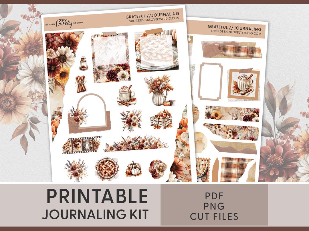 Autumn Journaling Sticker Kit, Thanksgiving Deco Stickers, Planner ...