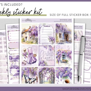 Floral Printable Planner Stickers, Spring Stickers, Garden, Wisteria ...