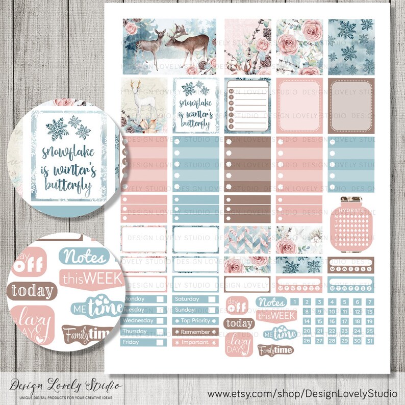 Printable WINTER Planner Stickers Holiday Planner Stickers | Etsy