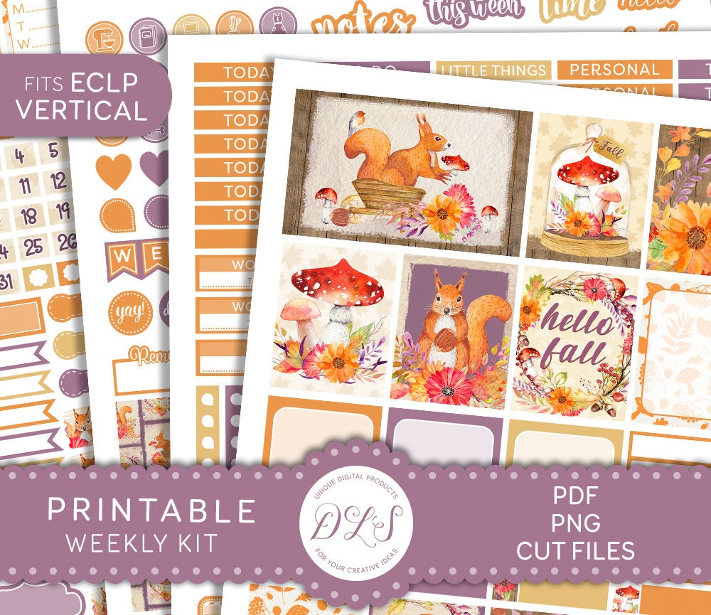PRINTABLE Fall Planner Stickers Kit Woodland Planner | Etsy