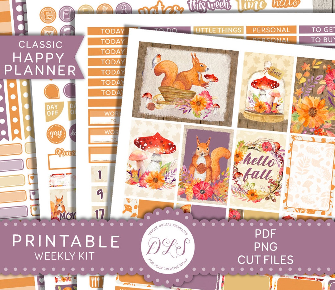 FALL Planner Stickers Kit, Happy Planner Printable Fall Stickers ...