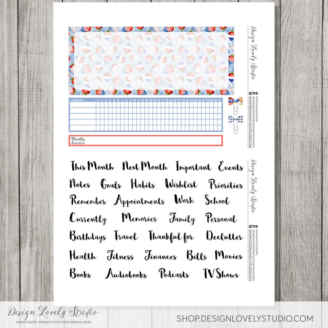 PRINTABLE July Notes Page Stickers Kit Erin Condren July - Etsy