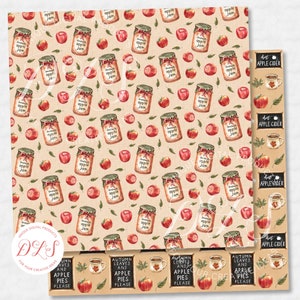 Apple Digital Paper, Fall Digital Background, Thanksgiving Pattern ...