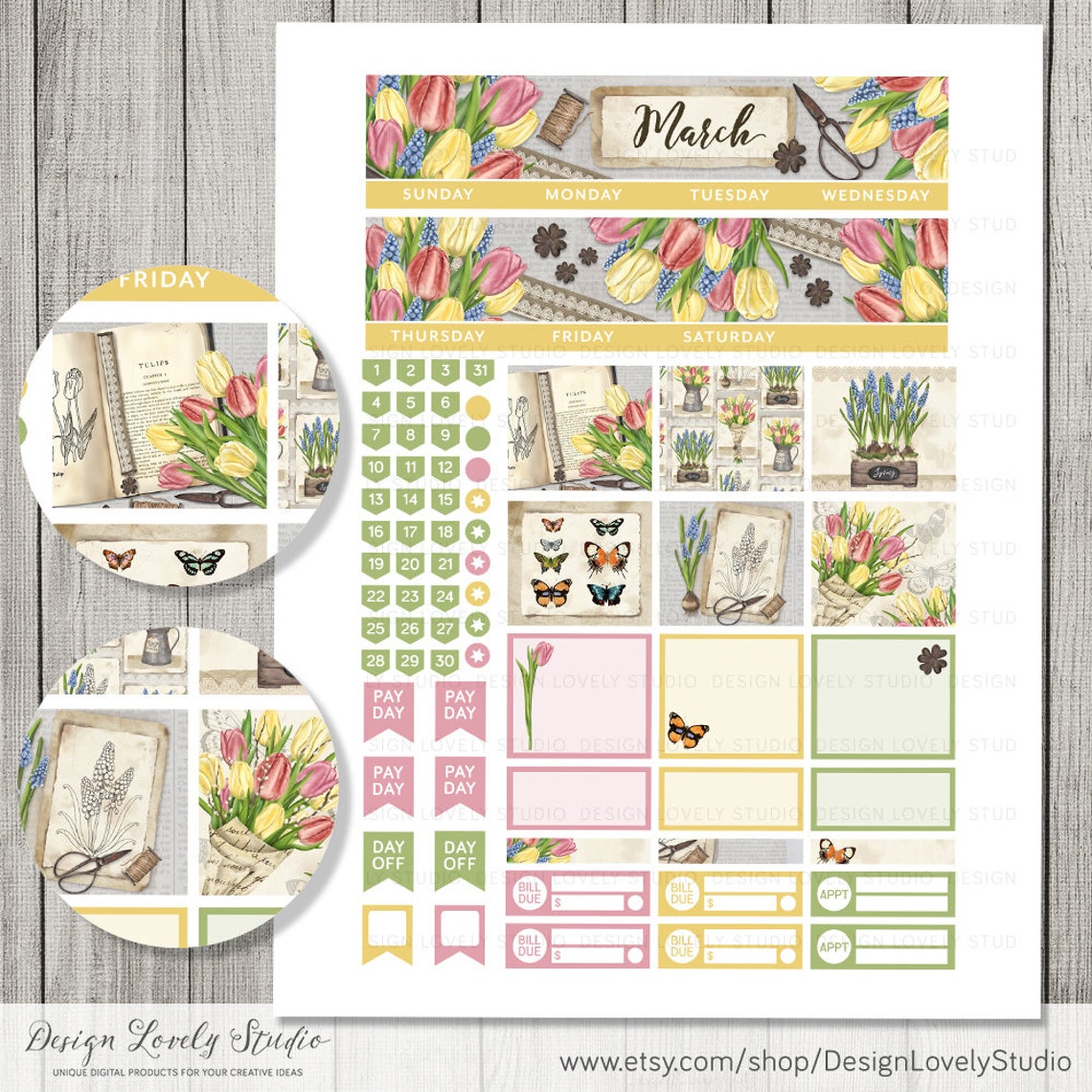 MARCH Monthly Planner Stickers Printable March Monthly Kit - Etsy