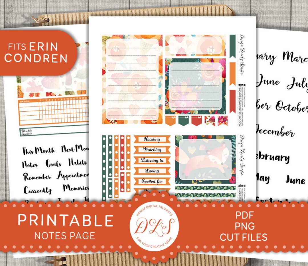 PRINTABLE Fall Planner Stickers, ECLP Notes Page Stickers, September ...