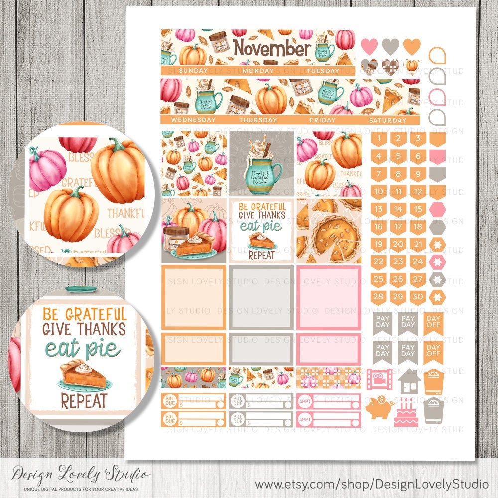 Printable NOVEMBER Monthly Kit Happy Planner November Planner - Etsy