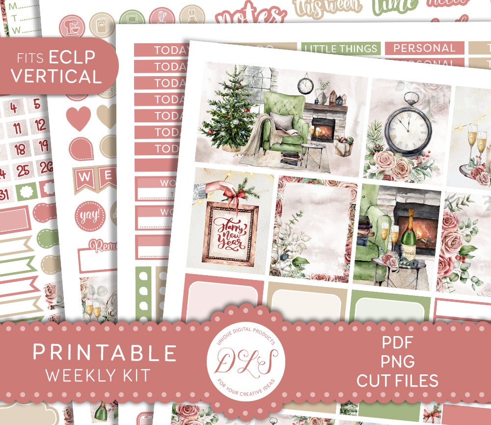 NEW YEAR Planner Stickers Printable Planner Stickers January - Etsy