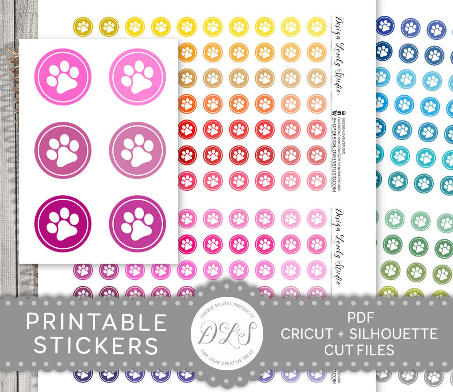 Paw Print Icon Stickers, Pet Planner Stickers, Dog Icon Stickers, Cat ...