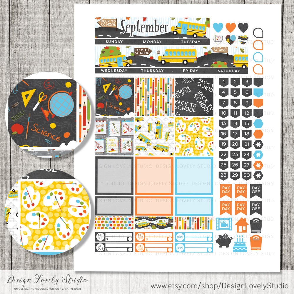 Back To School Happy Planner Stickers September Happy Planner | Etsy