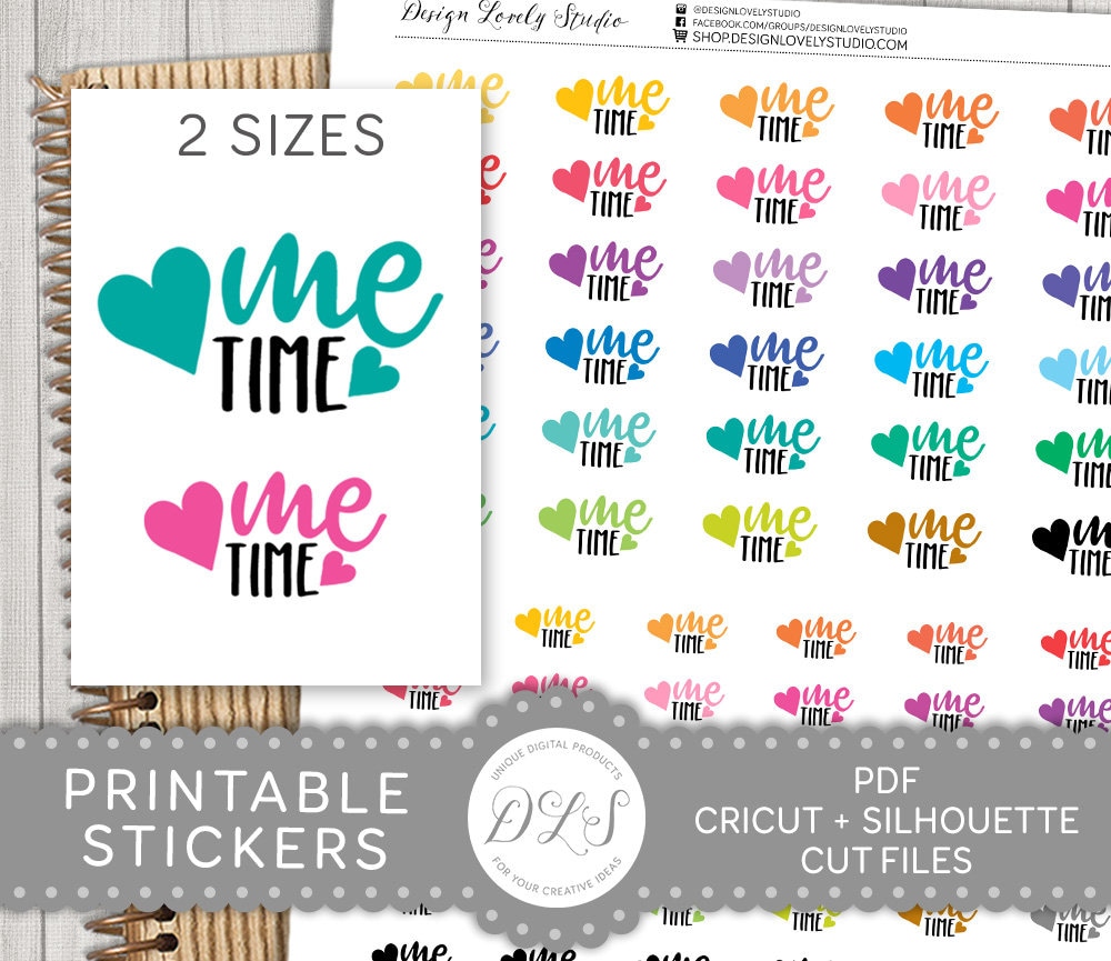 ME TIME Printable Typography Planner Stickers, Script Planner Stickers ...