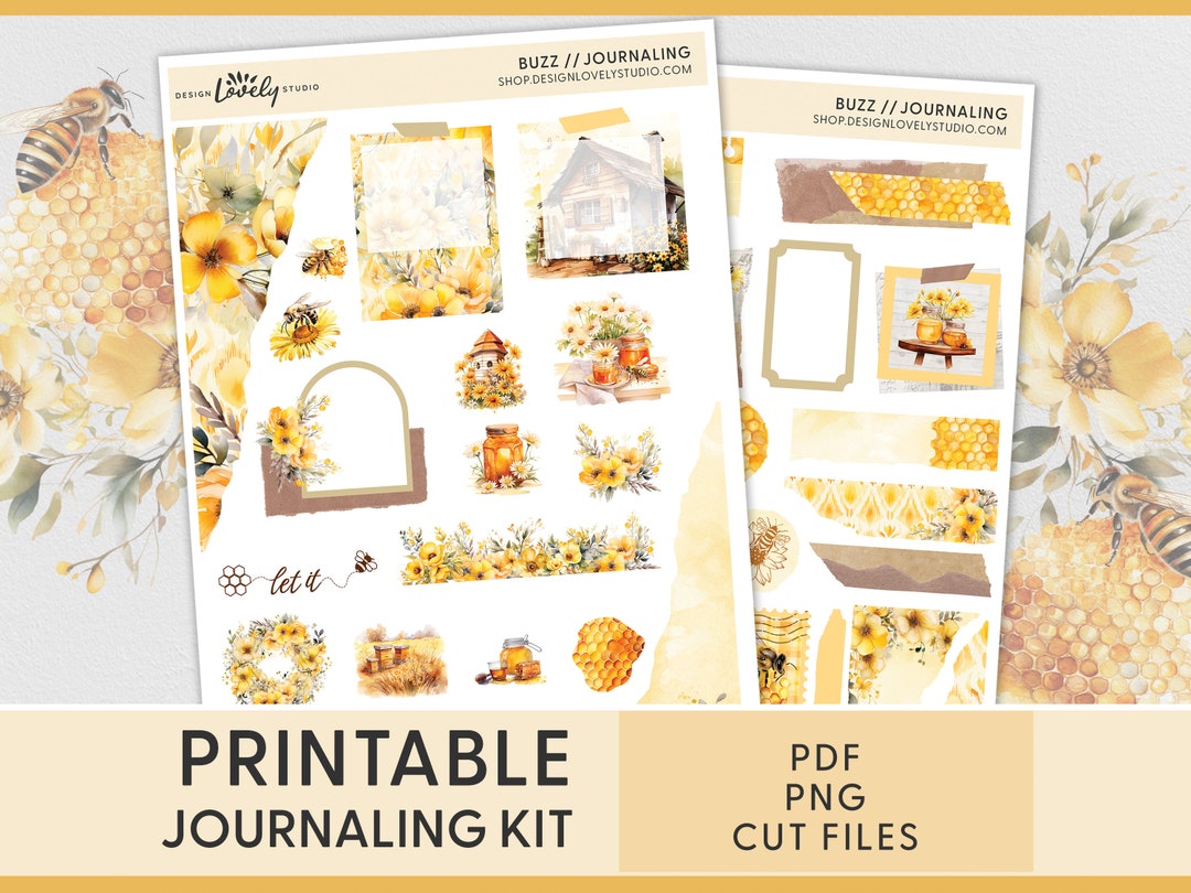 Honey Bee Journaling Sticker Kit, Spring Deco Stickers, Spring Summer ...